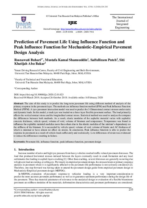 pdf prediction of pavement life using influence function and peak