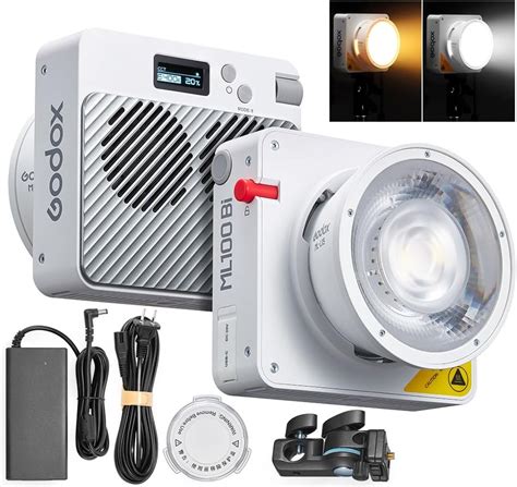 Amazon Godox Ml100bi Kit1ハンドヘルドビデオライト 120w デュアルカラーポータブル Cob Led ビデオライト Ak B02 ハンドルとレンズリフレクター付き