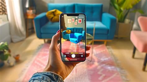 Premium Photo Modern Smartphone Showing Augmented Reality Interior Design In A Bright Living