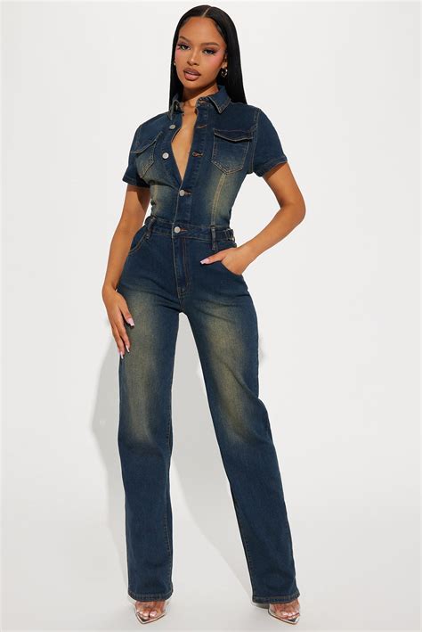 Long And Short Sleeve Denim Jumpsuits Fashion Nova
