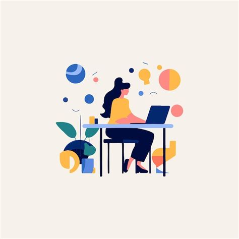 Premium Vector Minimalist Woman Sitting Working On Notebook