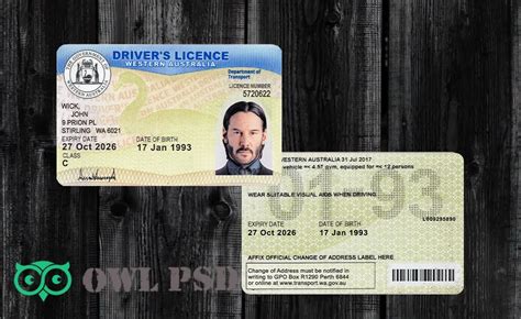 Owl PSD High Quality Fake Template Australia WA Driver License New Template