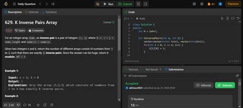 Day 122 Of 365daysofcode Challenge K Inverse Pairs Abhinav Anand