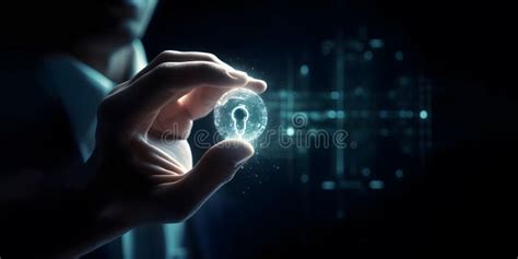 Cybersecurity Privacy Data Protection Concept Businessman Holding Key Protect Business Stock