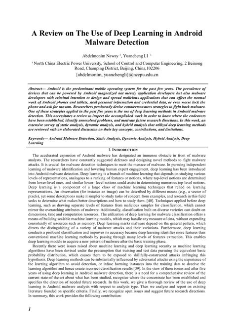 A Review On The Use Of Deep Learning In Android Malware Detection Deepai