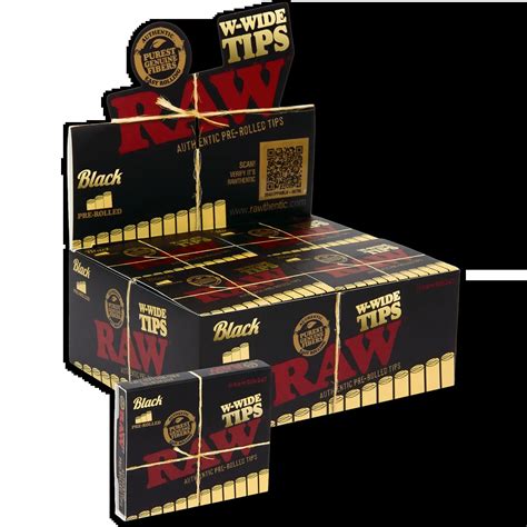 RAW Black W Wide Pre Rolled Tips American Rolling Club