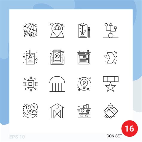 Set Of 16 Modern Ui Icons Symbols Signs For Technology Gadget Head Devices Think Editable Vector