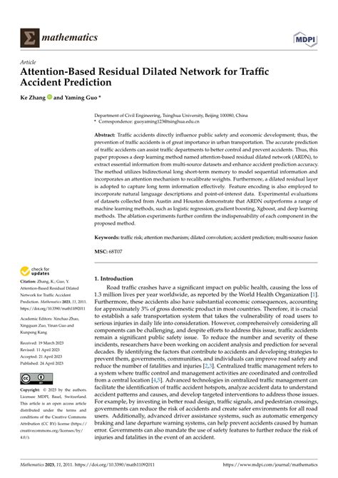 Pdf Attention Based Residual Dilated Network For Traffic Accident