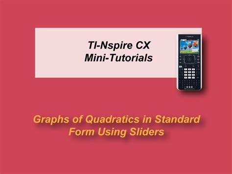 VIDEO Ti Nspire Mini Tutorial Video Media Math
