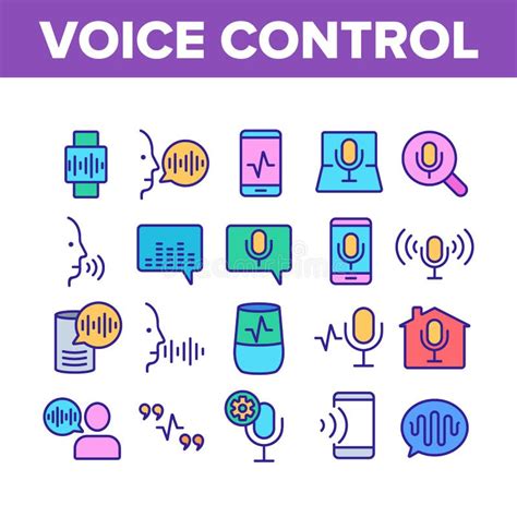 Voice Control Command Collection Icons Set Vector Stock Vector Illustration Of Items
