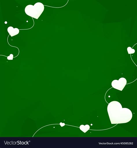 Heart String Border Geometric Pattern Green Vector Image