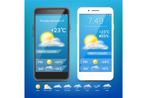 Weather Forecast App Vector Realistic Graphic By Pikepicture