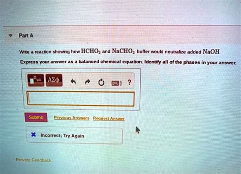 Solved Pant A We Reaction Showing How Hchoz And Nachoz Buffer Nould Neutralze Added Naoh