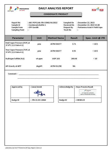 Condensate Bottle 1 Cpp Gundih 22 Desember 2022 1500 Pdf