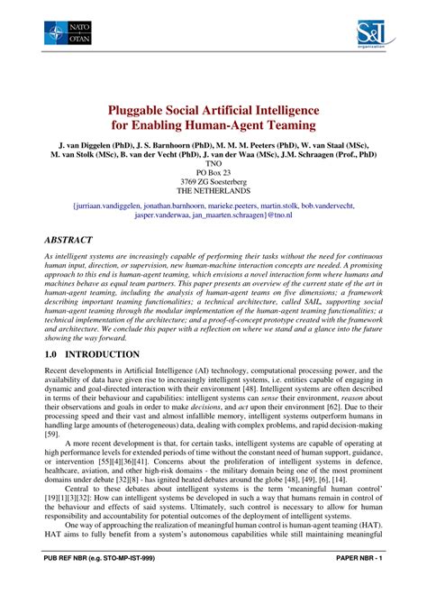 Pdf Pluggable Social Artificial Intelligence For Enabling Human Agent Teaming