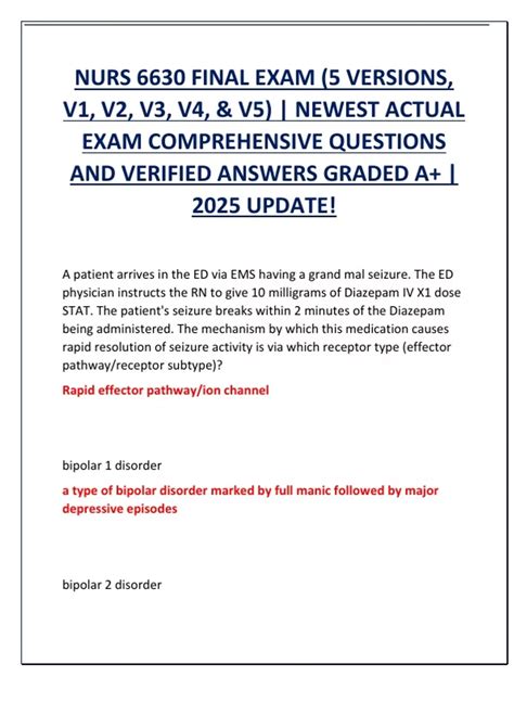 NURS 6630 FINAL EXAM (5 VERSIONS, V1, V2, V3, V4, & V5) | NEWEST ACTUAL ...