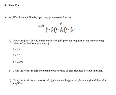 Solved Problem Four An Amplifier Has The Following Open Loop Chegg