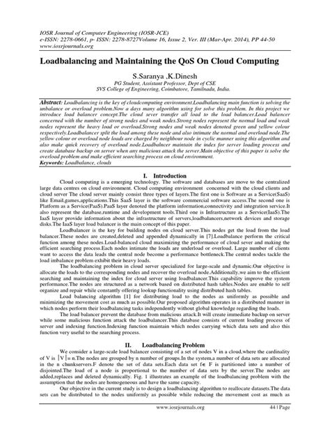 loadbalancing and maintaining the qos on cloud computing pdf