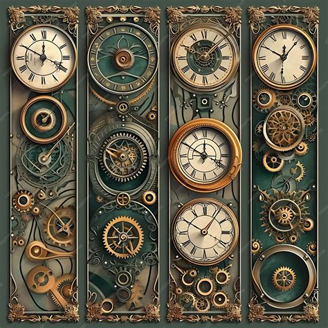 Premium Photo Colorful Alert Flyer Clockwork Panel Design With Ornate