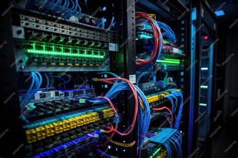 Premium Photo Network Hardware Server Room Telecommunication Technology Generative With Ai