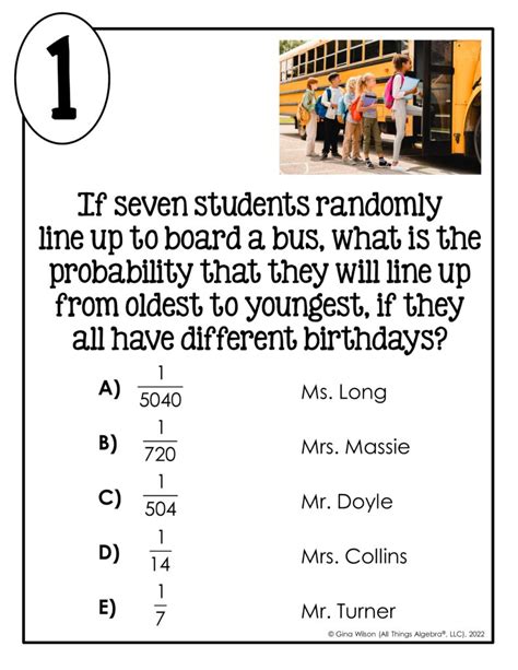 Probability With Permutations And Combinations Math Lib Activity All