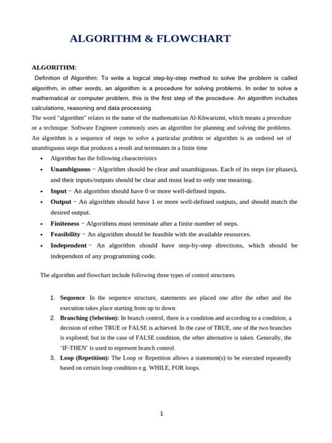 Flowchart Algorithm Pdf Area Algorithms