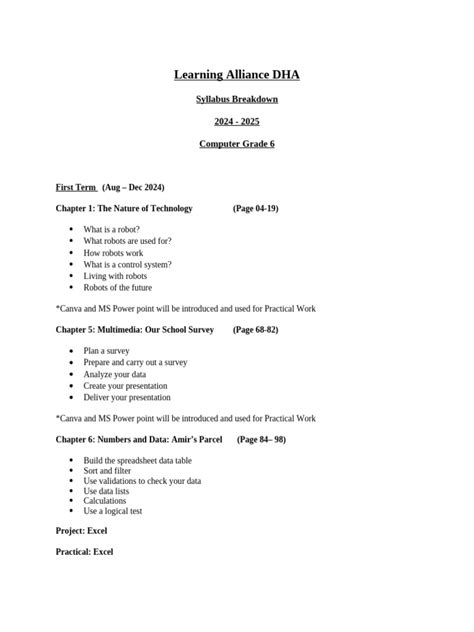 Computers Course Outline 1 3 Pdf
