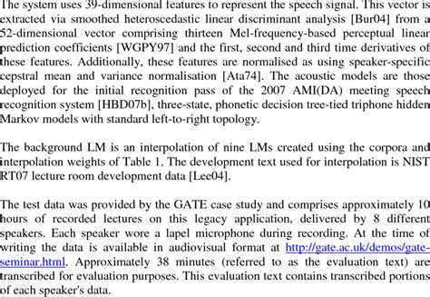 Corpora And Associated Lm Interpolation Weights Download Table