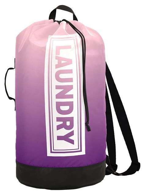 Purple Gradient Laundry Backpack Large Heavy Duty Laundry Bag With
