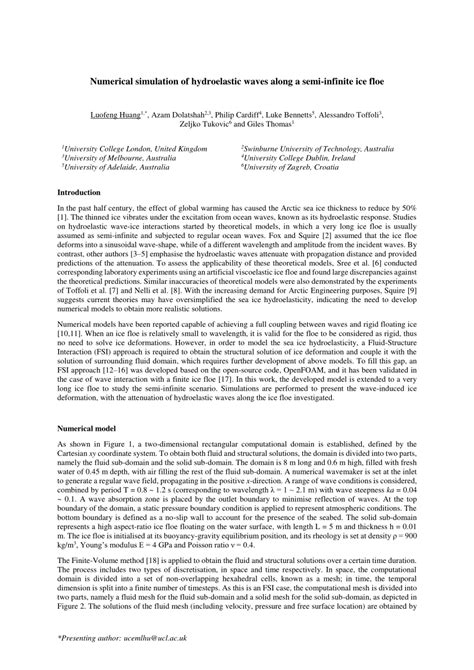 Pdf Numerical Simulation Of Hydroelastic Waves Along A Semi Infinite Ice Floe