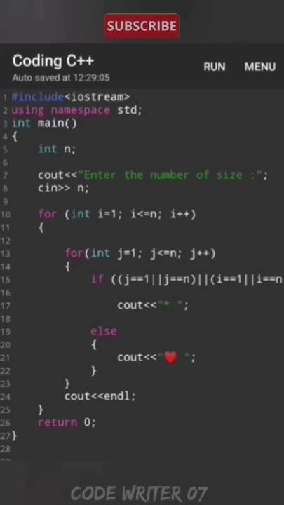 Best C Pattern Program Tutorial Video 💯🧠 Shorts Coding Youtubeshorts Codewriter07 Youtube