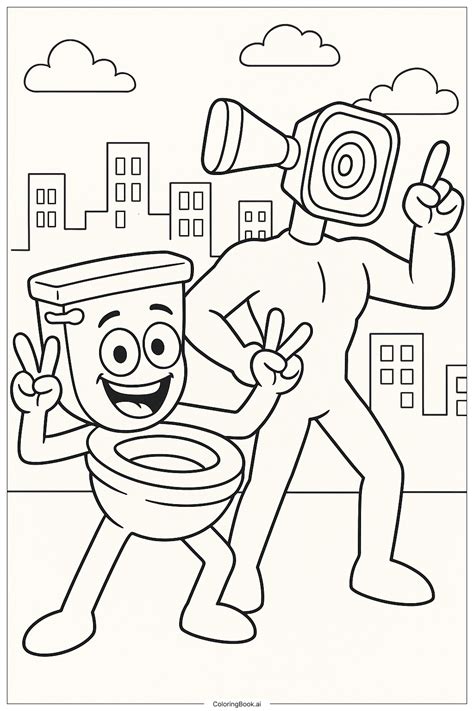 Página Para Colorear Pose De Skibidi Toilet Y Titan Speakerman
