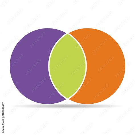 Venn Diagram Maths Vector With Shadow Negative Space Color Modern