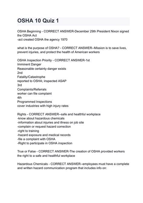 Osha 10 Quiz 1 Questions And Answers 2024 Osha 10 Uiz 1 Stuvia Us