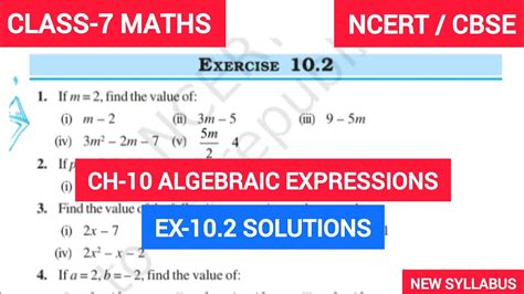 class 7 exercise 10 2 solutions class 7 chapter 10 algebraic