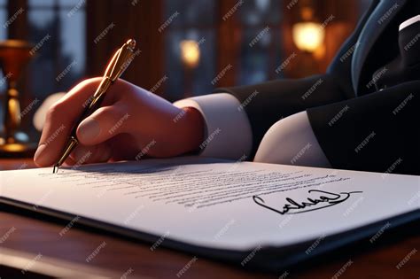 Premium Photo Cartoon Of A Judge Signature On Document