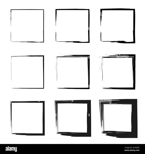 Hand Drawn Frames Black Square Shape Borders Rectangular Shapes Stock Vector Image And Art Alamy