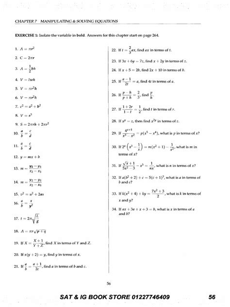 Manipulating Equations Pdf