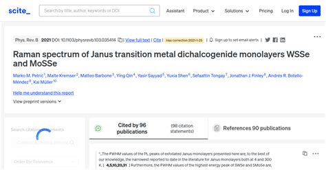 Citation Report Raman Spectrum Of Janus Transition Metal
