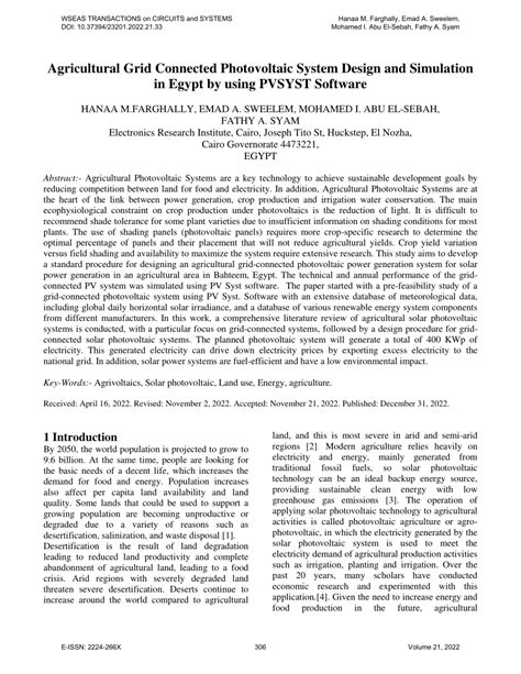 Pdf Agricultural Grid Connected Photovoltaic System Design And Simulation In Egypt By Using