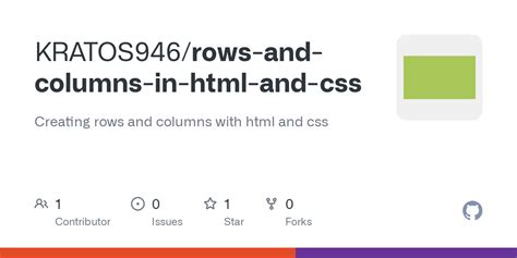 github kratos946 rows and columns in html and css creating rows and