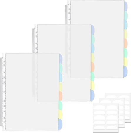 Set Of Pack A Plastic Sleeves Binder Index Dividers Pocket Dividers For Ring Binder
