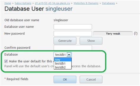 Single MySQL Database Username On Plesk Stack Overflow