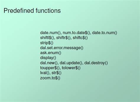 Full On Baan Predefined Functions