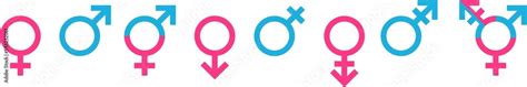 Gender Icon Set Pink And Blue Color The Sign Of A Woman A Man A Non