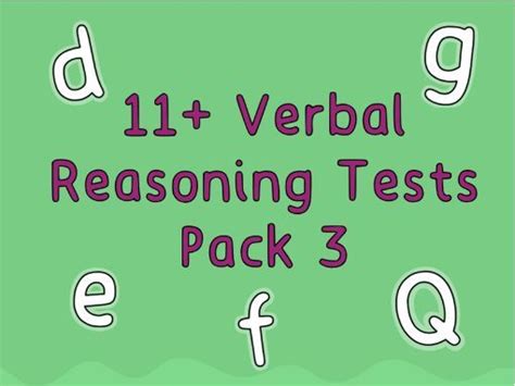 11 Verbal Reasoning Tests Pack 3 3 Full Tests Teaching Resources