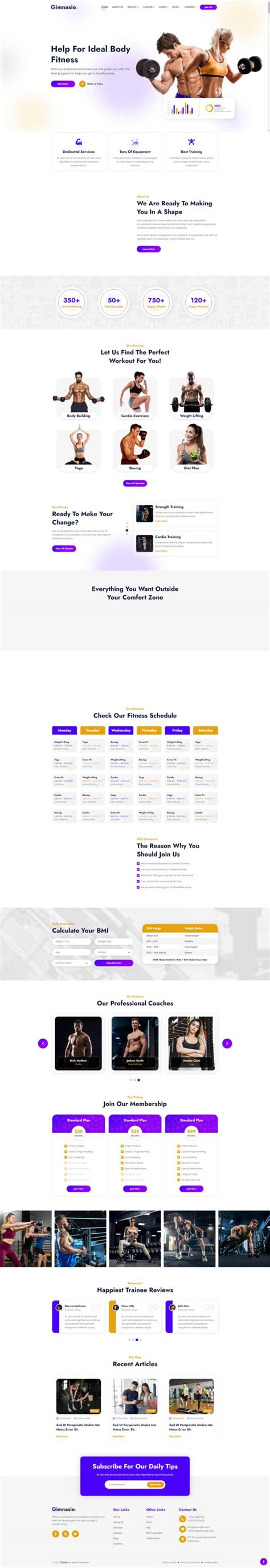 健身房网站设计，健身运动网站html模板代码 17素材网