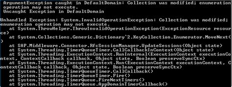 C Sap Middleware Connector Argumentexception Collection Was Modified