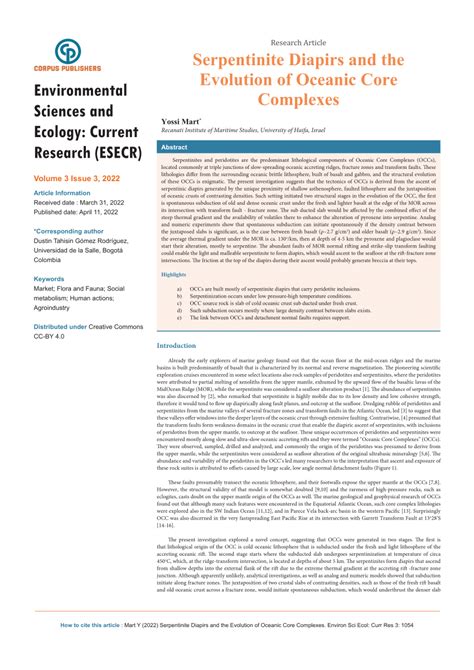 Pdf Serpentinite Diapirs And The Evolution Of Oceanic Core Complexes