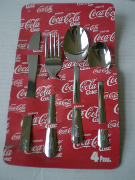SET 4 PIECE KNIFE SPOONS FORK COCA COLA COKE FLATWARE NEW ON CARD LENOMEX Antique Price Guide